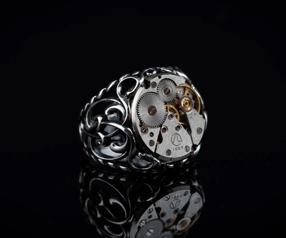 Steampunk Ring Inspired by Watch Movements in Silver,dad Gift,gift for ...
