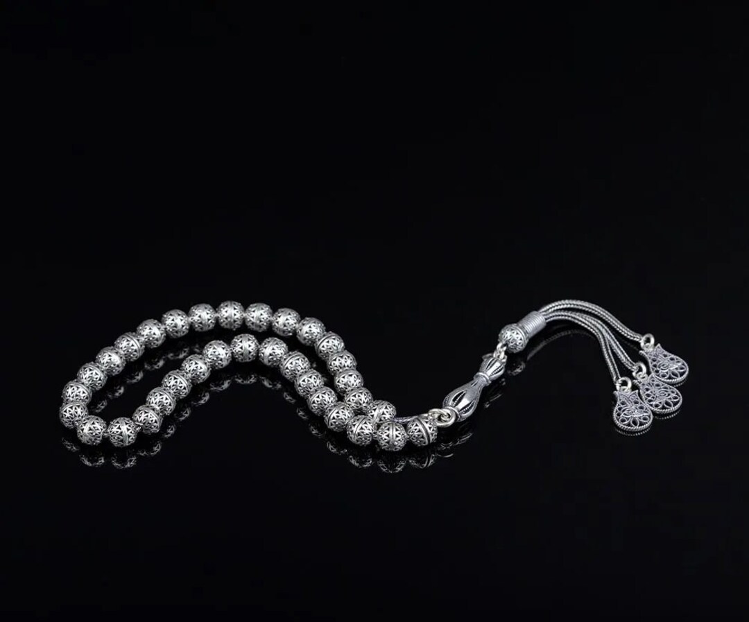 925 Sterling Silver 33 Islamic Prayer Beads Misbaha Tasbih Ottoman ...