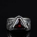 Minimalist Triangle Engraved Red Zircon Silver Rings for Men, Red Stone ...