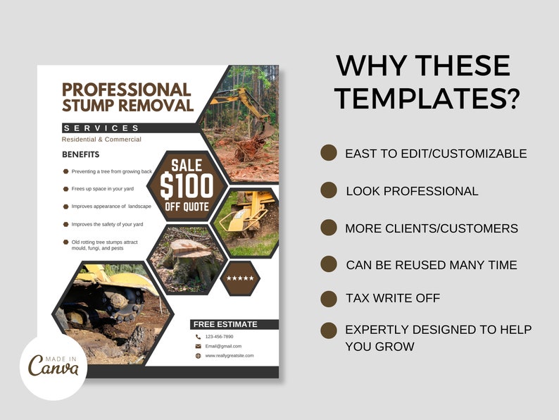 Stump Removal - 01 - Digital Flyer Template | Stump | Tree Trimming ...
