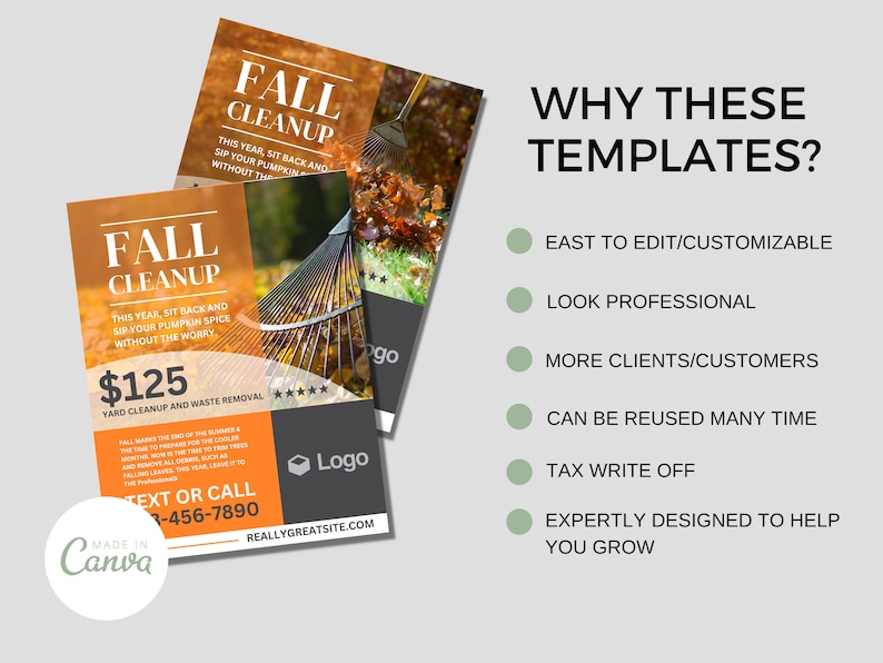 Landscaping/fall Cleanup-06-flyer Digital Download | Grass Cutters ...