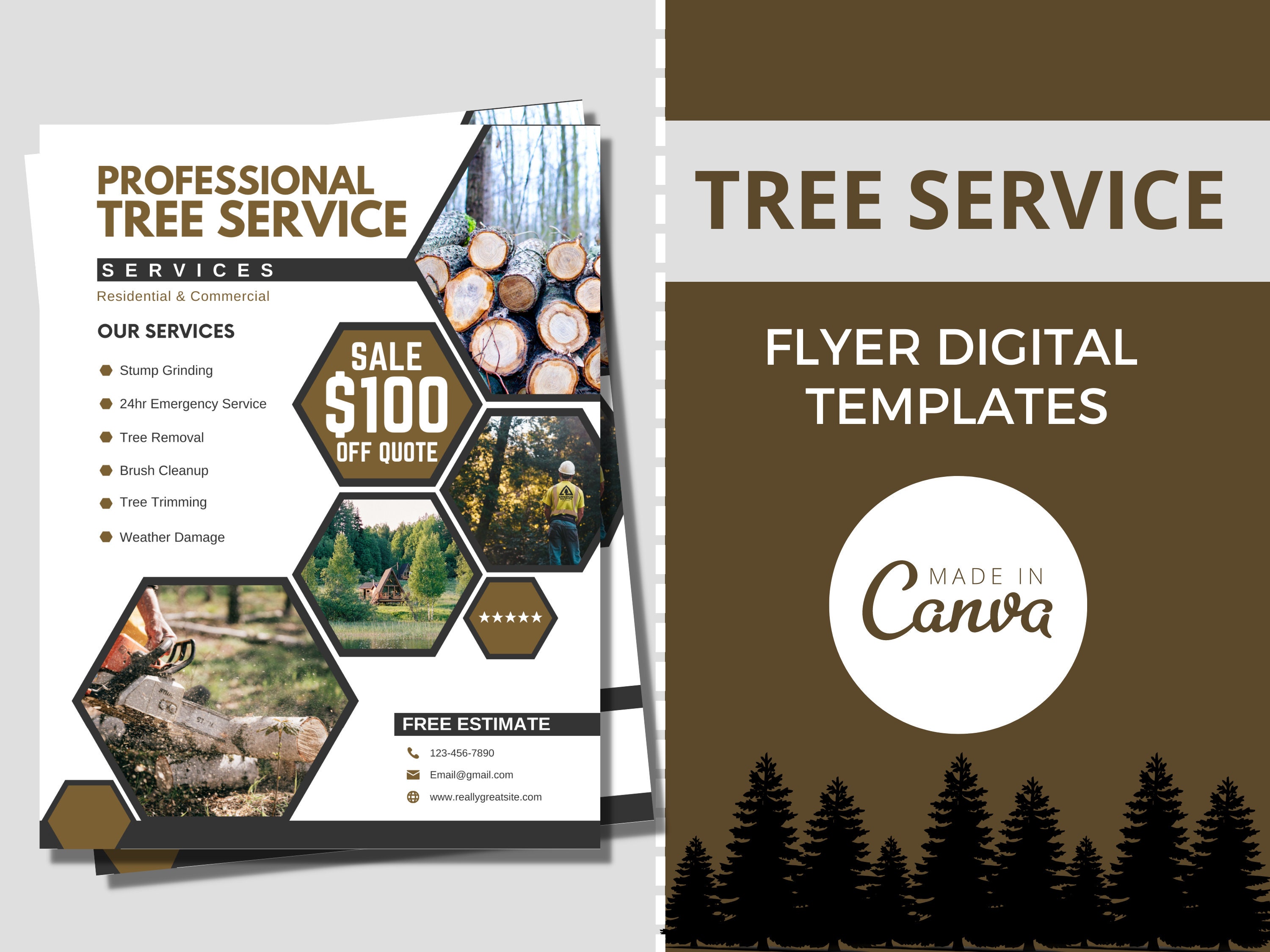 Tree Service 02 Digital Flyer Template Tree Trimming Etsy