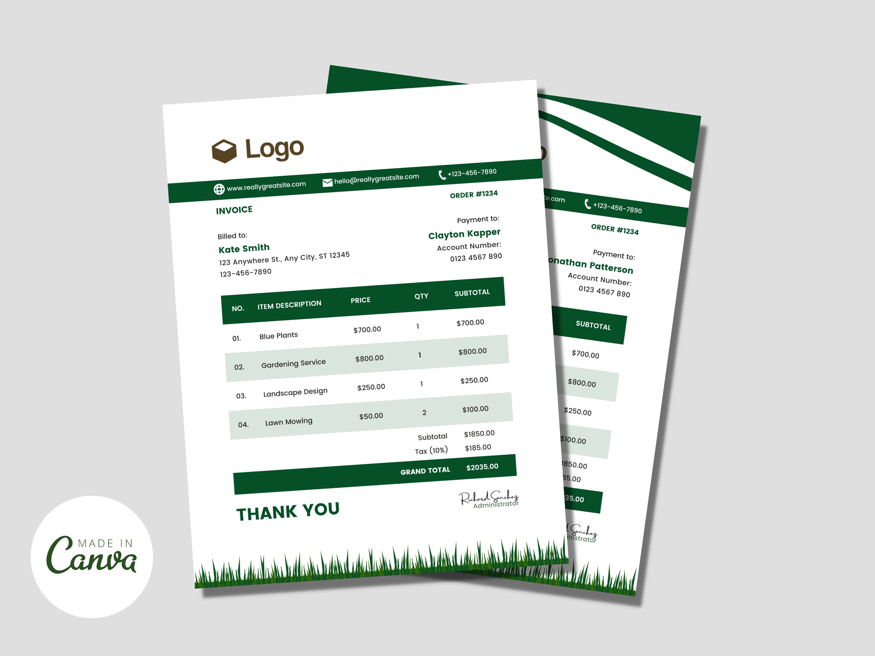 Landscaping-01-invoice Digital Download Template Grass Cutters Grass ...