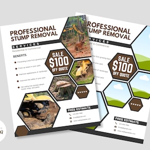 Stump Removal - 01 - Digital Flyer Template | Stump | Tree Trimming ...