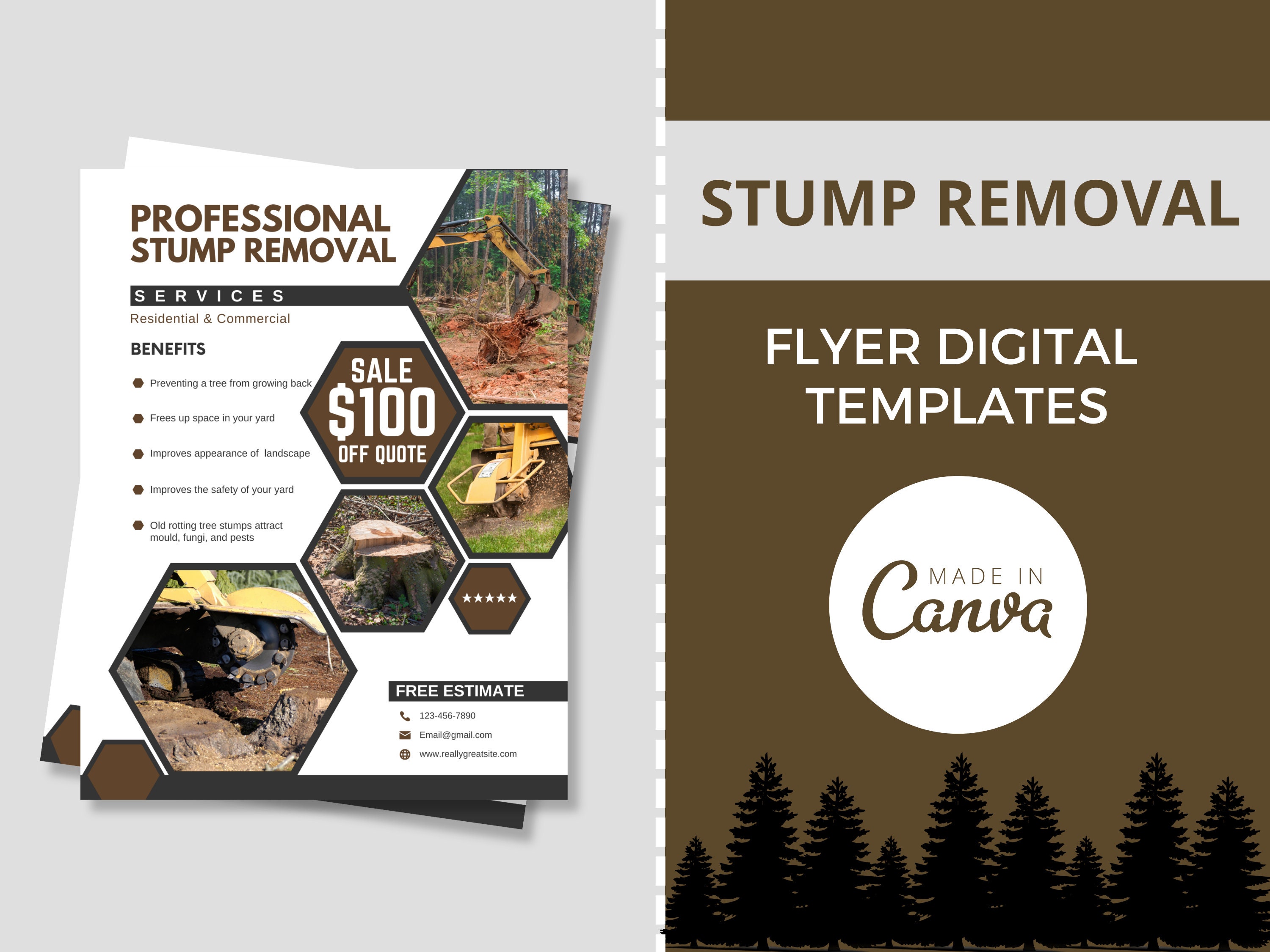 Stump Removal - 01 - Digital Flyer Template | Stump | Tree Trimming ...