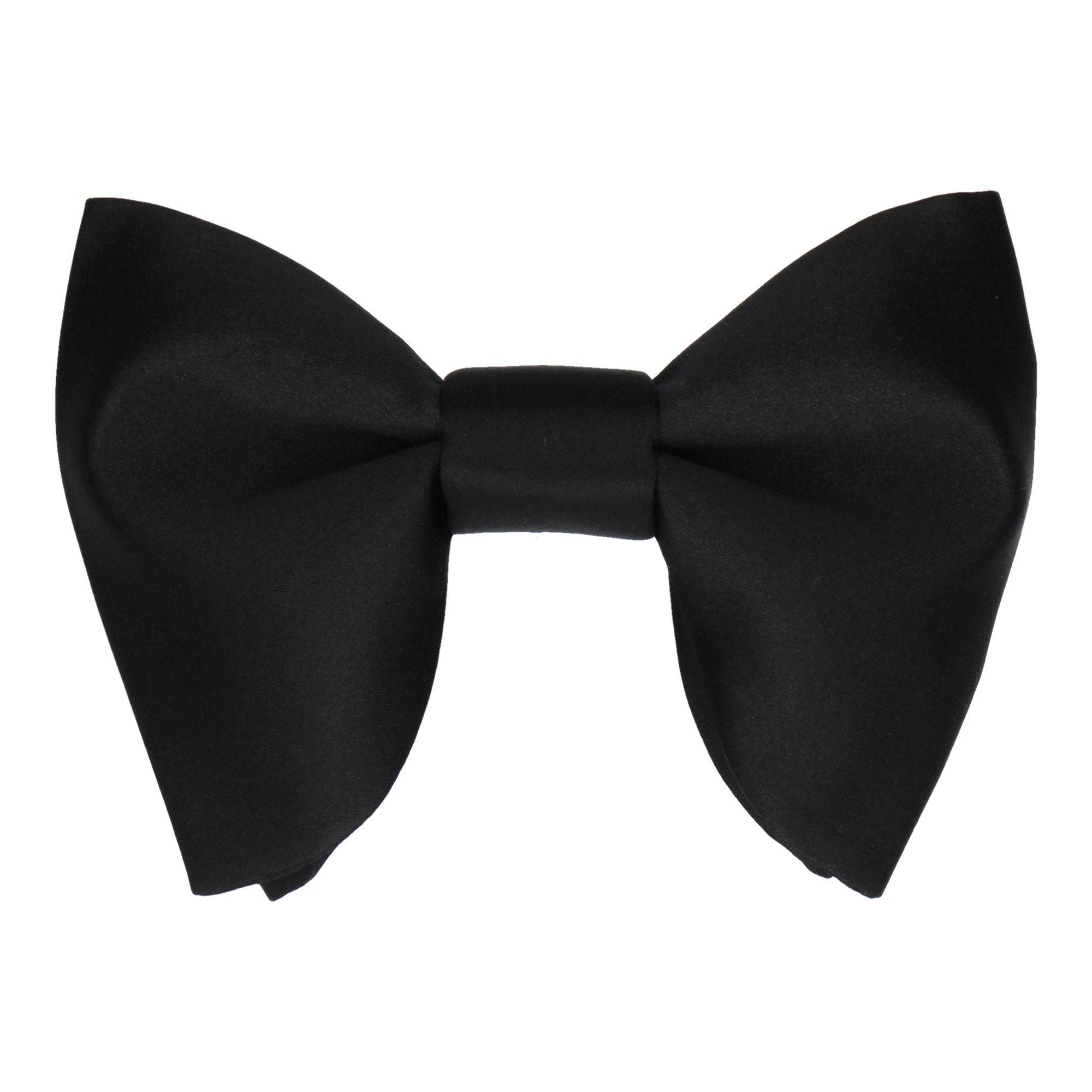 Vintage Style Bow Tie Plain Solid Black Satin Large Evening Bow Tie ...