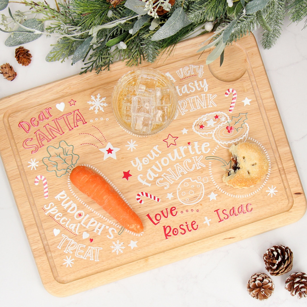 Custom Wooden Christmas Eve Treat Board | Santa Plate, Milk for Santa ...