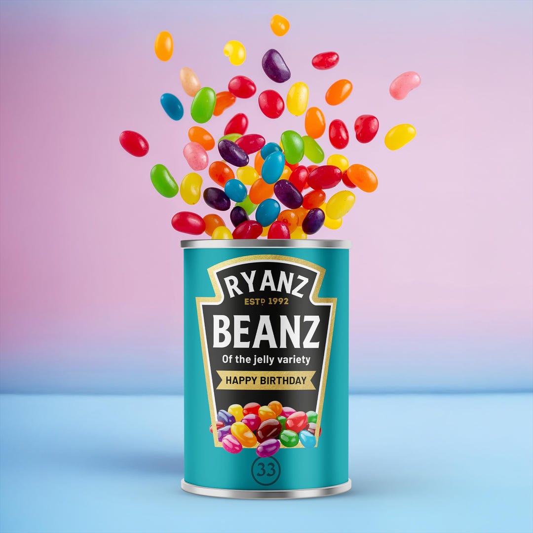 Birthday Gift Sweets - Personalised Jelly Beans Tin With Name & Year ...
