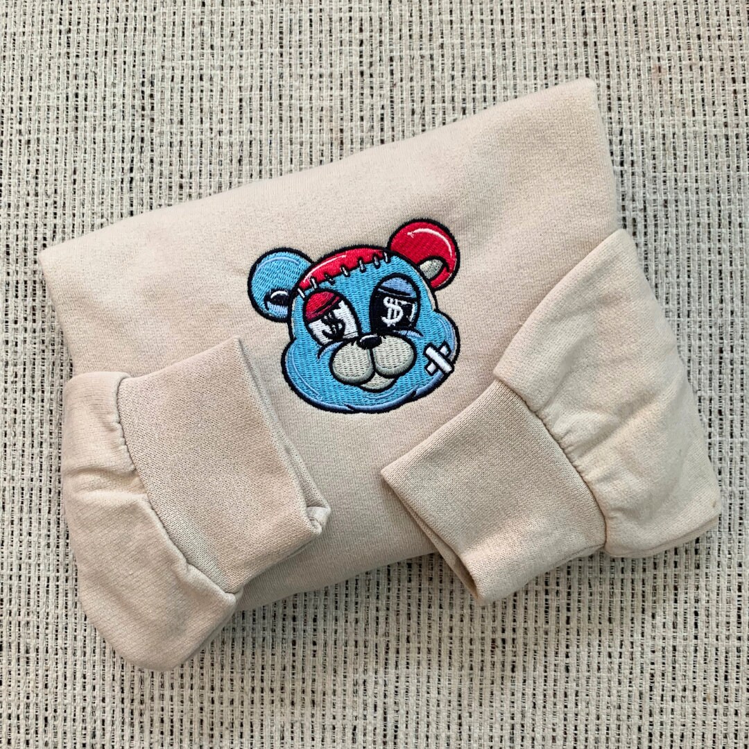Money Teddy Embroidered Crewneck Embroidered Sweatshirt Custom ...