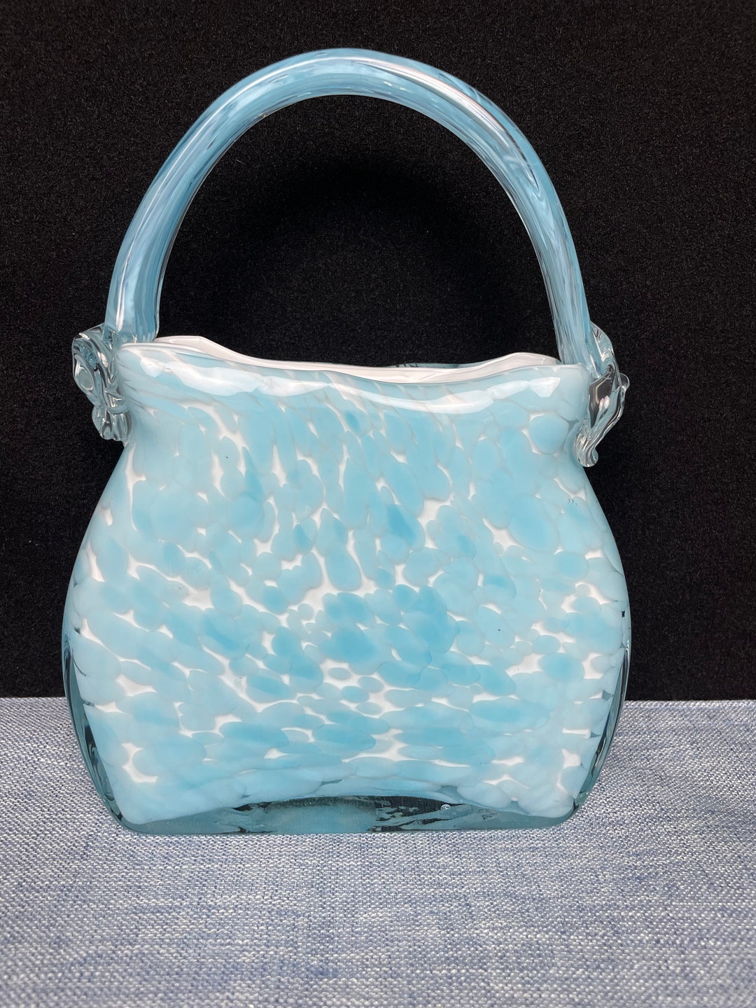 Stunning Murano-inspired Blue Glass Purse - Retro Pretty Floral Home ...