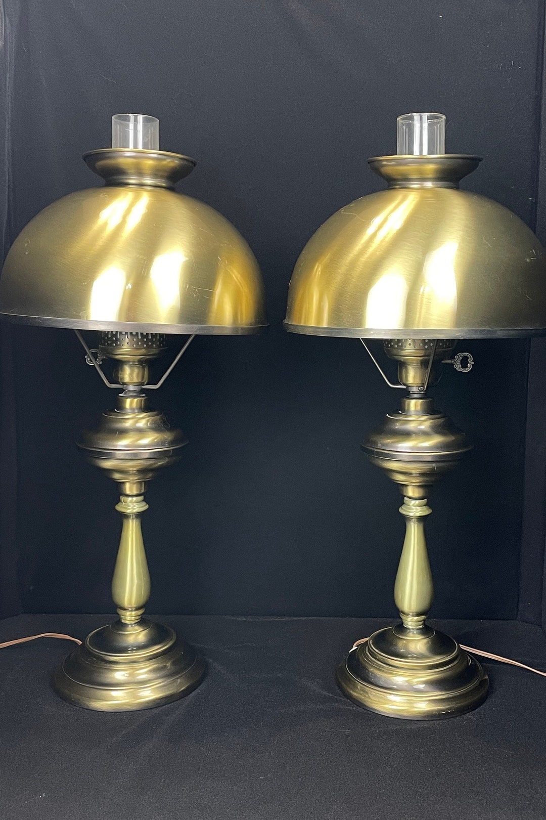 Mid-century 1960s Brass Hurricane Table Lamps Beautiful Set of 2 - Etsy