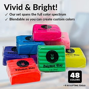 Polymer Clay Set 48 Colors Modeling Clay Sculpting and Oven Bake Kit ...