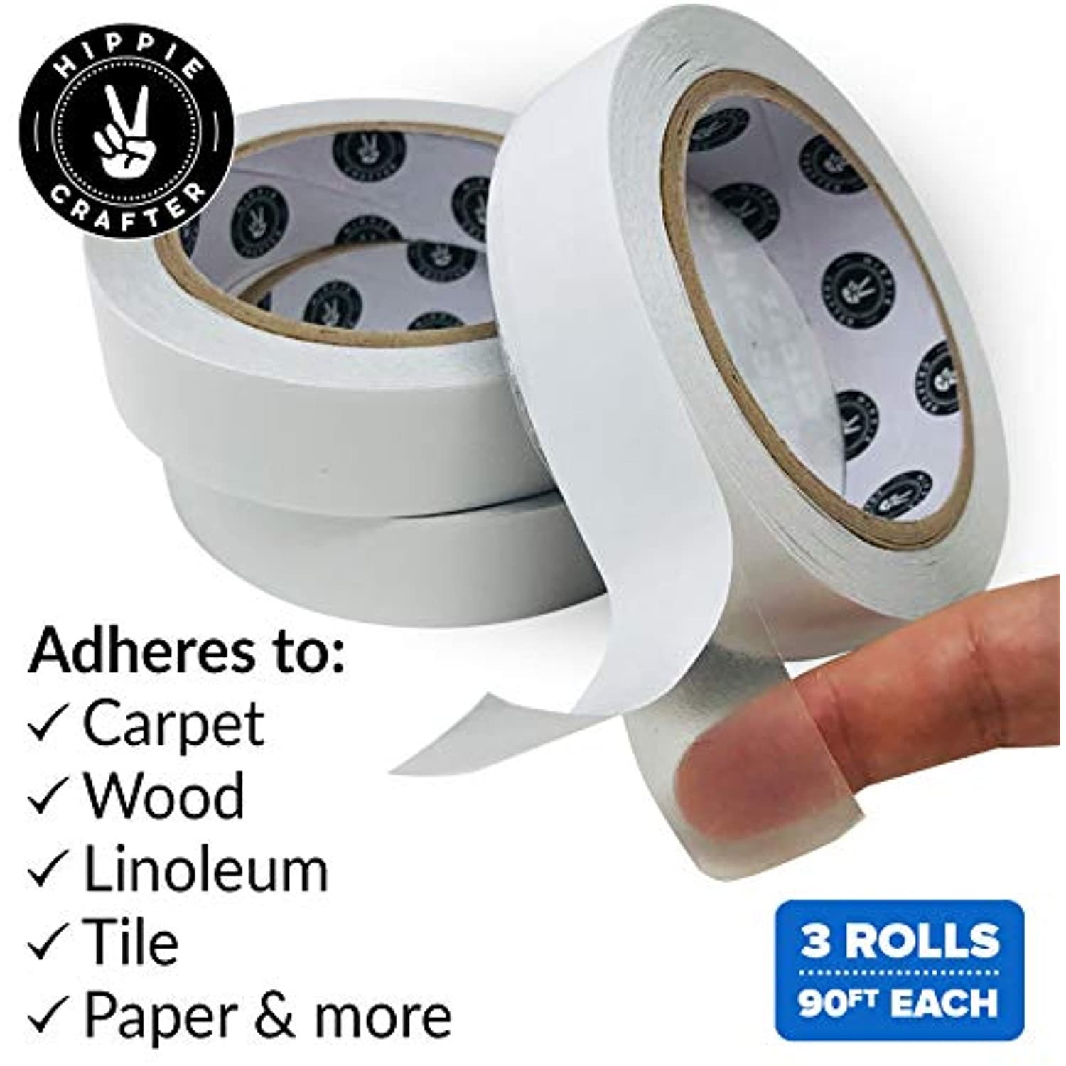 3 Pk Clear Double Sided Tape 1 Inch Wide Heavy Duty Adhesive 2 Sided ...