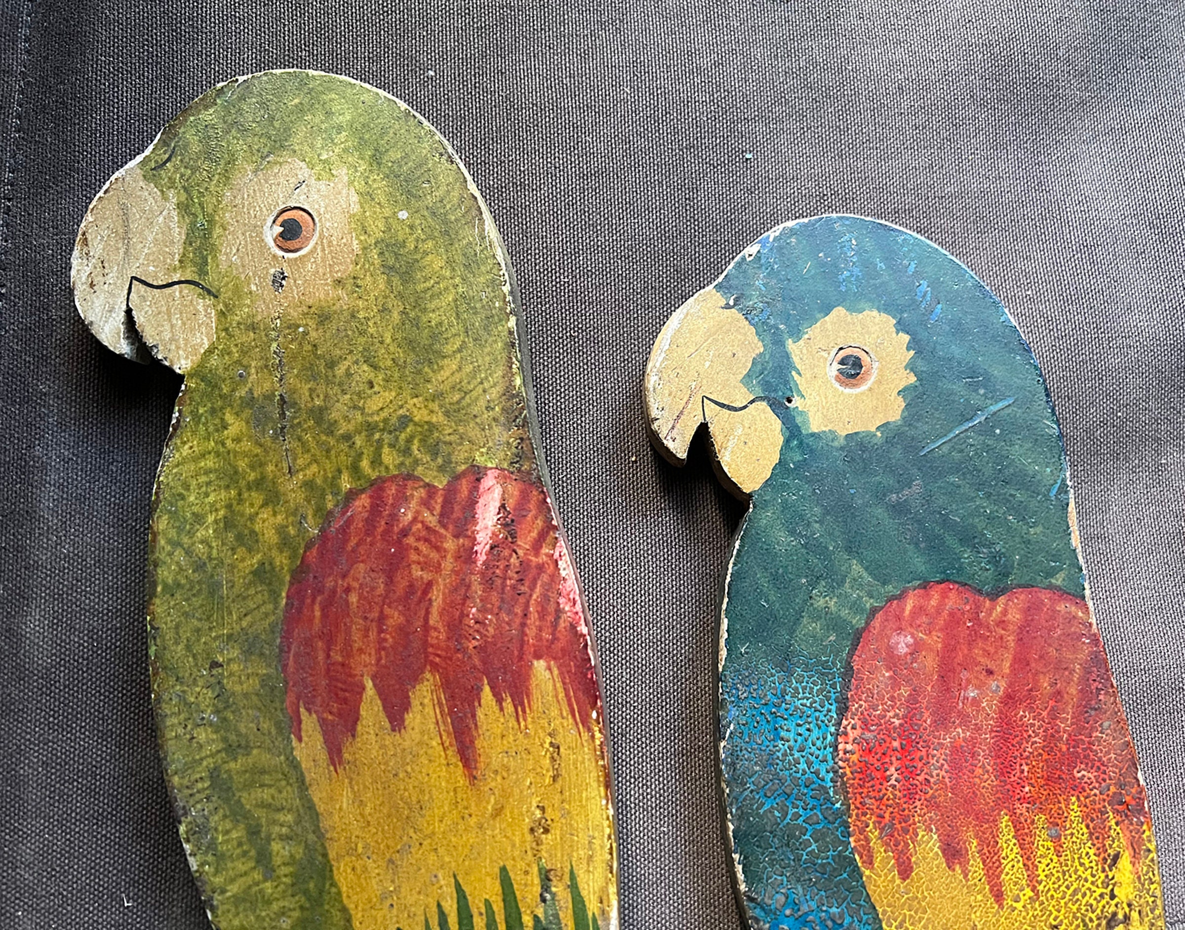 Old Garage Find. Wood, Hand Painted Vintage Parrots. Two Sided. Great ...