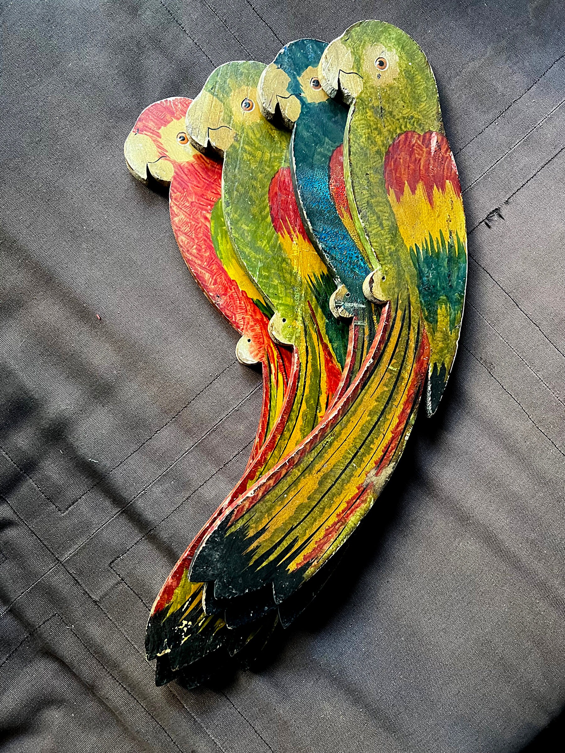 Old Garage Find. Wood, Hand Painted Vintage Parrots. Two Sided. Great ...