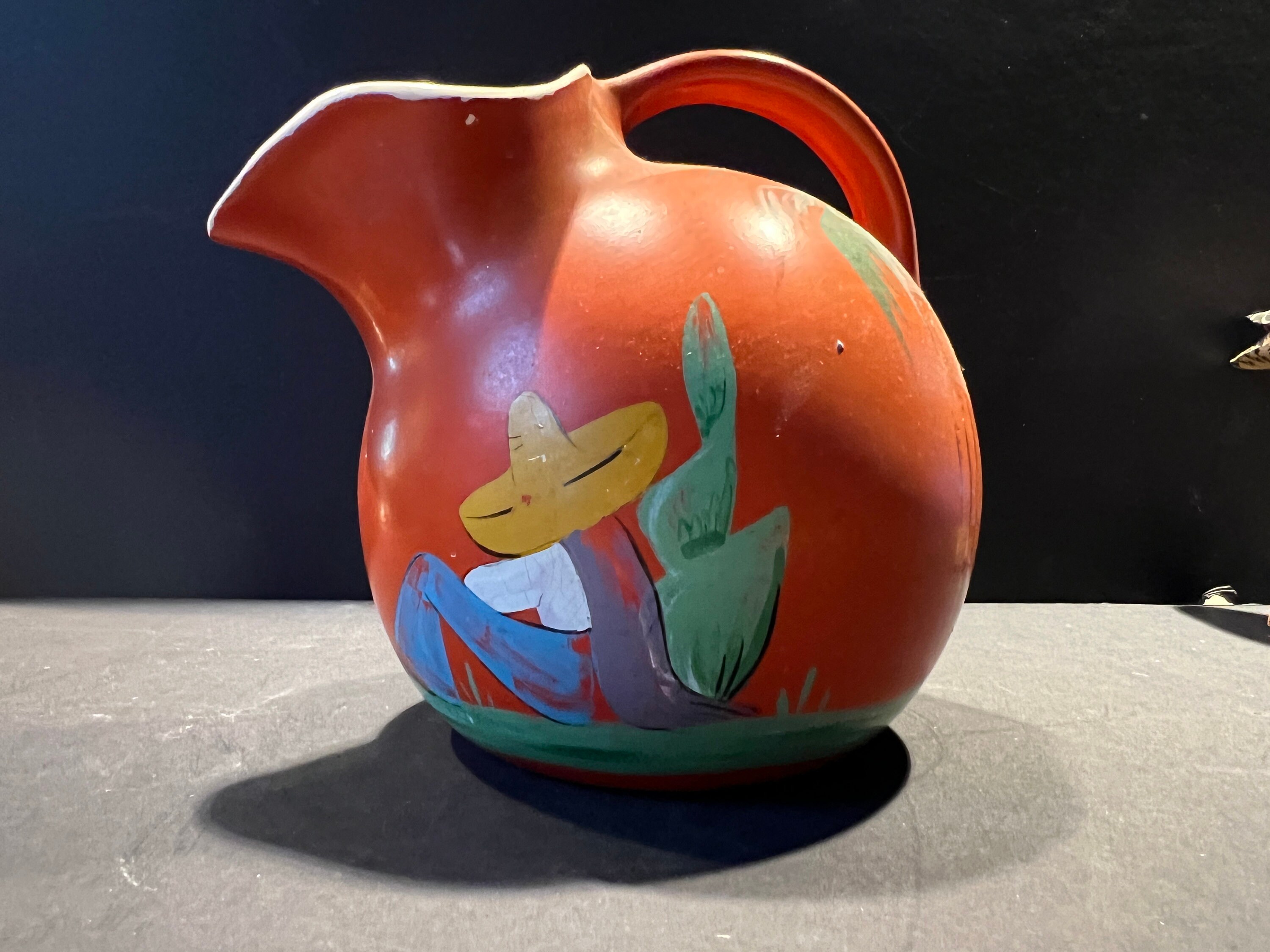 Mexican Orange Pitcher With Sleeping Man With Sombrero Cactus - Etsy