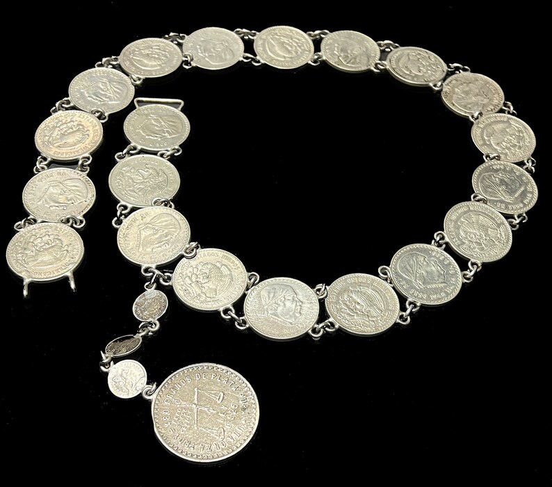 Vintage Rare Mexico Coin Belt 1949 /solid Silver /mexican Coins / 30 ...