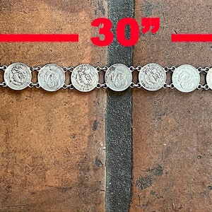 Vintage Rare Mexico Coin Belt 1949 /solid Silver /mexican Coins / 30 ...