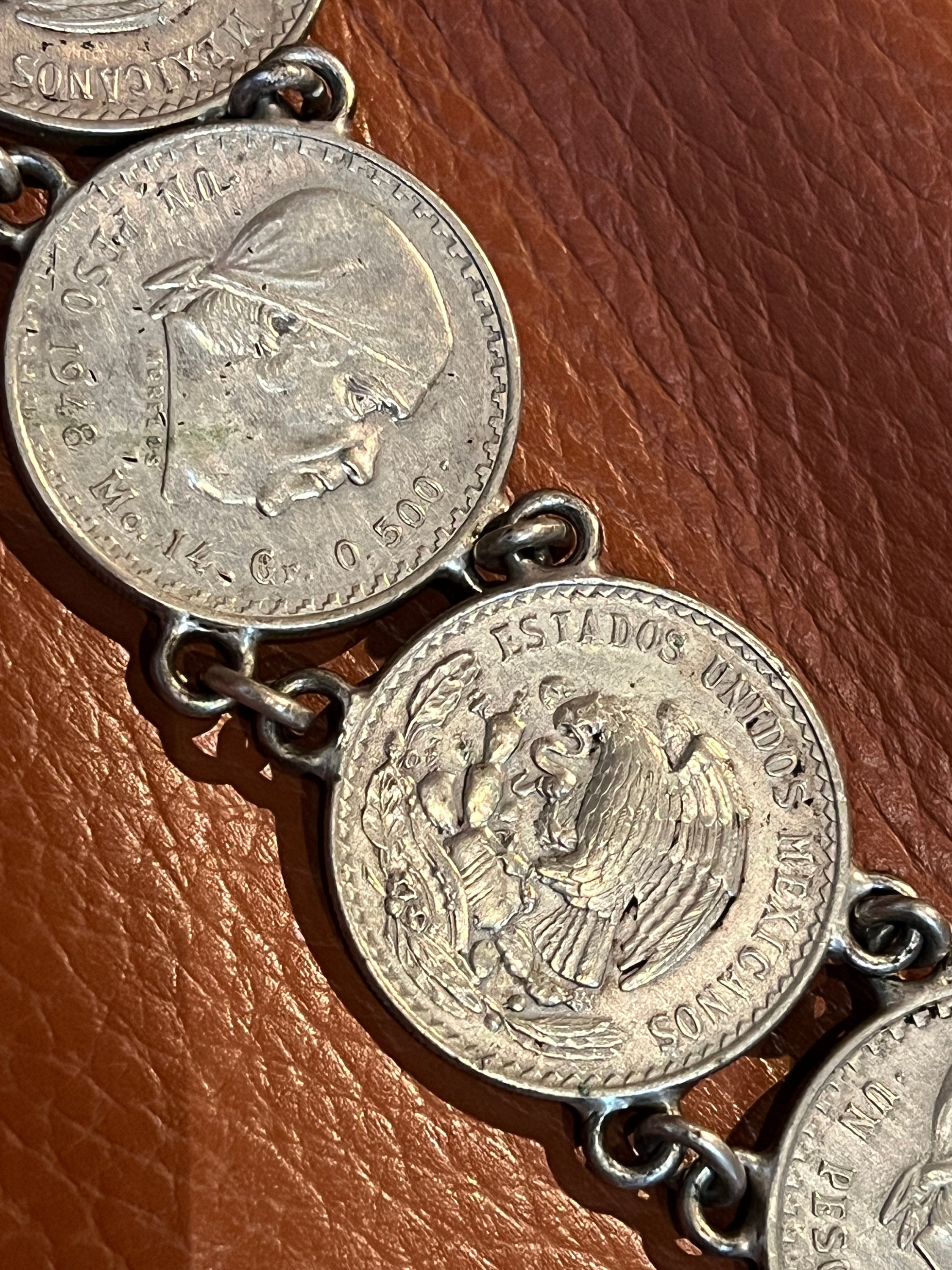 Vintage Rare Mexico Coin Belt 1949 /solid Silver /mexican Coins / 30 ...