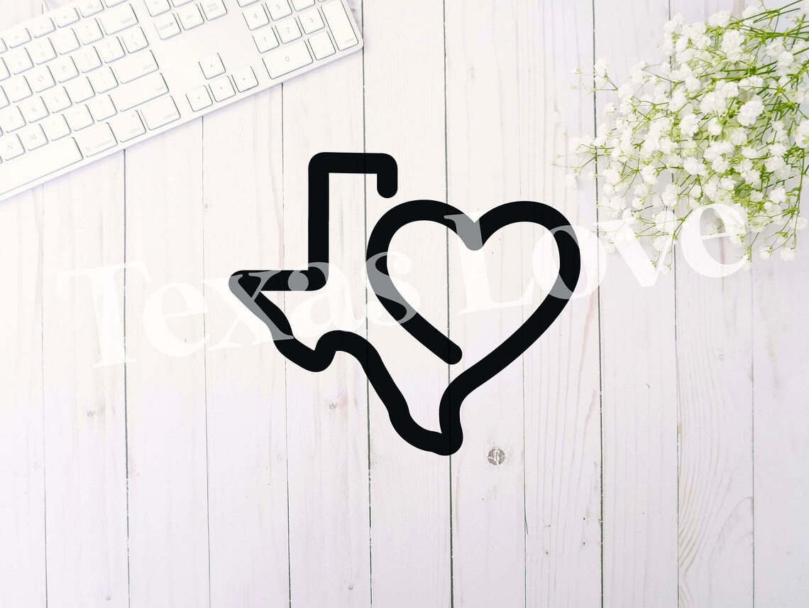 Texas Heart SVG Texas Love Digital Download Texas Cut | Etsy