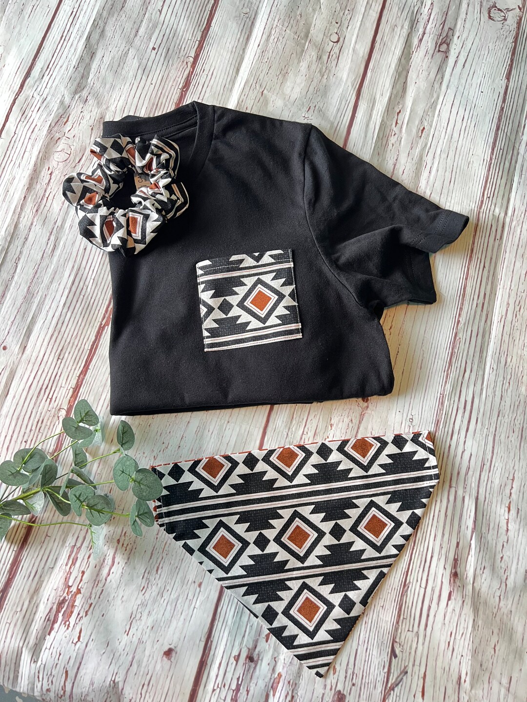 Boho Dog Mom Tee Shirt Matching Set: Bandana & Scrunchie - Etsy