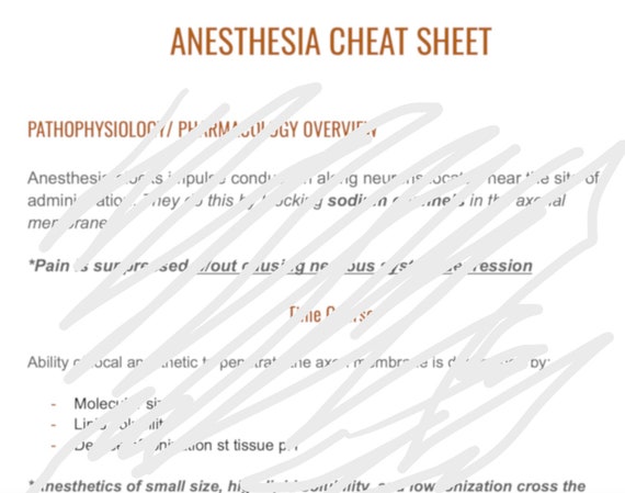 Anesthesia Pharmacology Cheat Sheet | Etsy