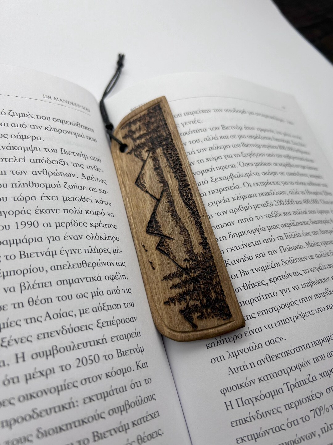 Pyrography Bookmark Made From Ash Wood With Etched Mountains and ...