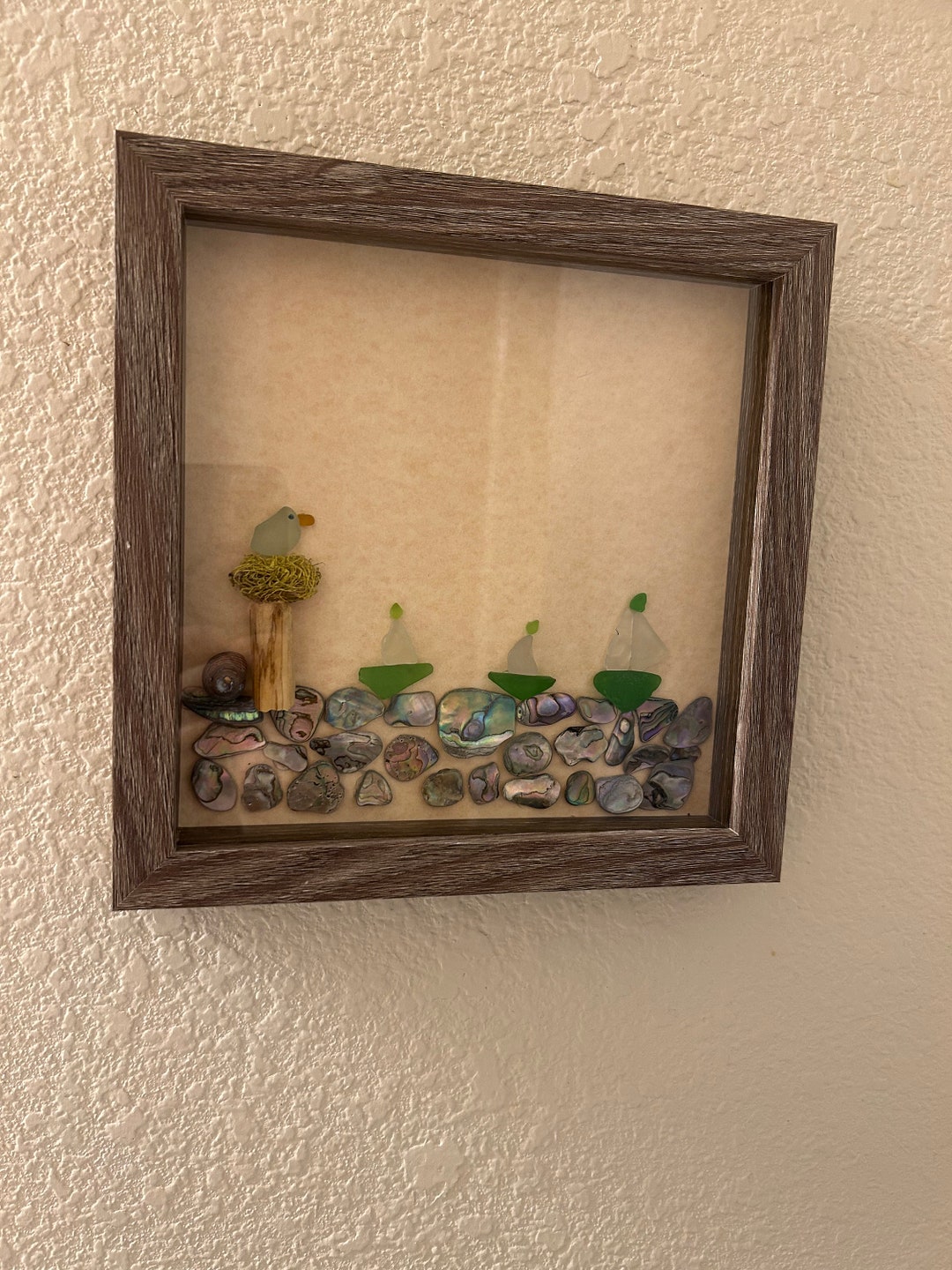 Beach Glass and Shell Shadow Box/ Abalone Shadow Box - Etsy