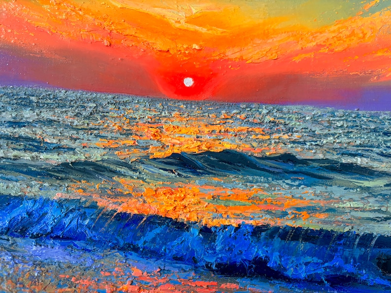 Original Seascape Painting, Surf Painting Ocean, Sea, Marine Art, Black ...