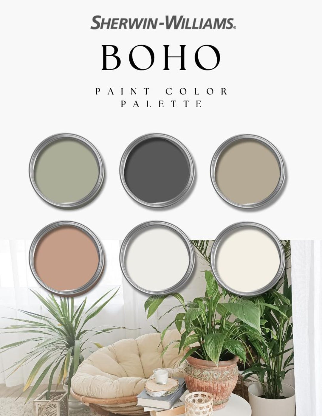 Boho Paint Color Palette | Digital Download | Sherwin-williams Colors ...