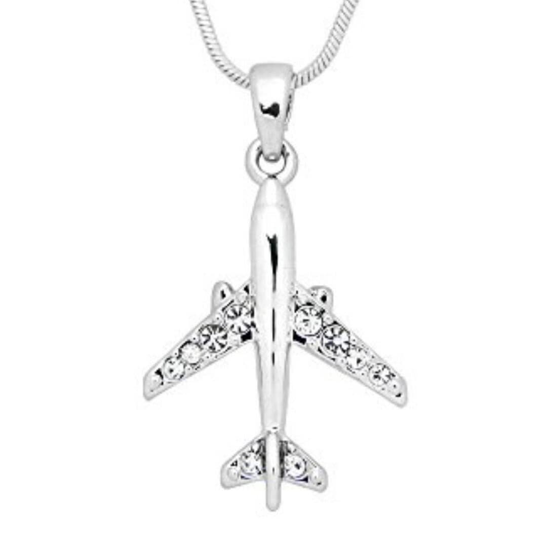 Airplane Necklace/flight Attendant Necklace/diamond Looking Rhinestone ...