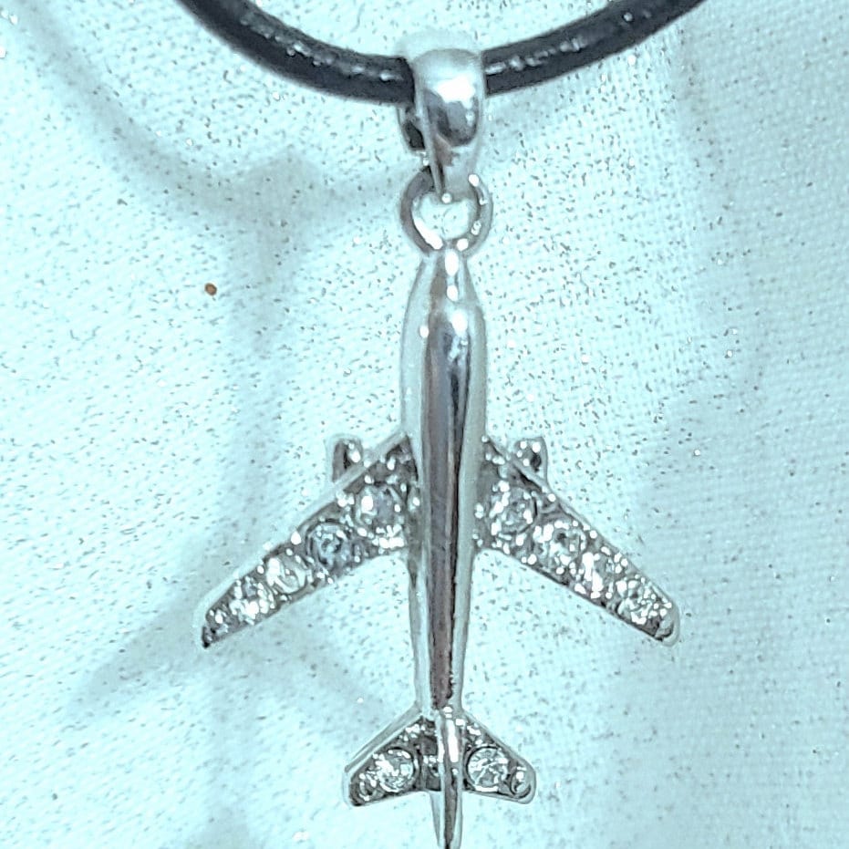 Airplane Necklace/flight Attendant Necklace/diamond Looking Rhinestone ...