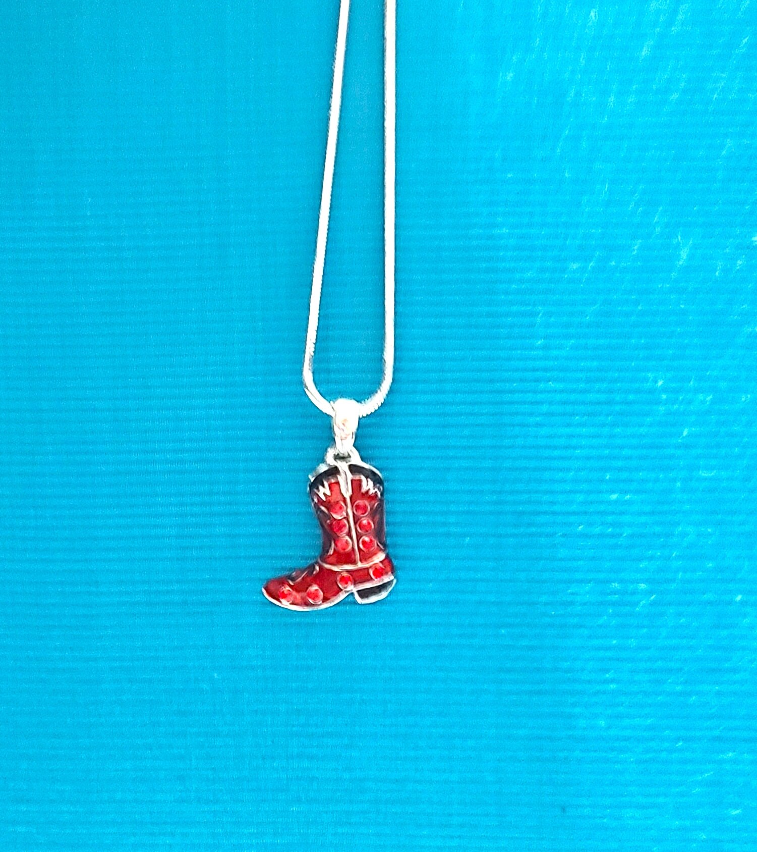 Hand Painted Red Cowboy Boot Necklace/dainty Cowgirl Boot Pendant ...