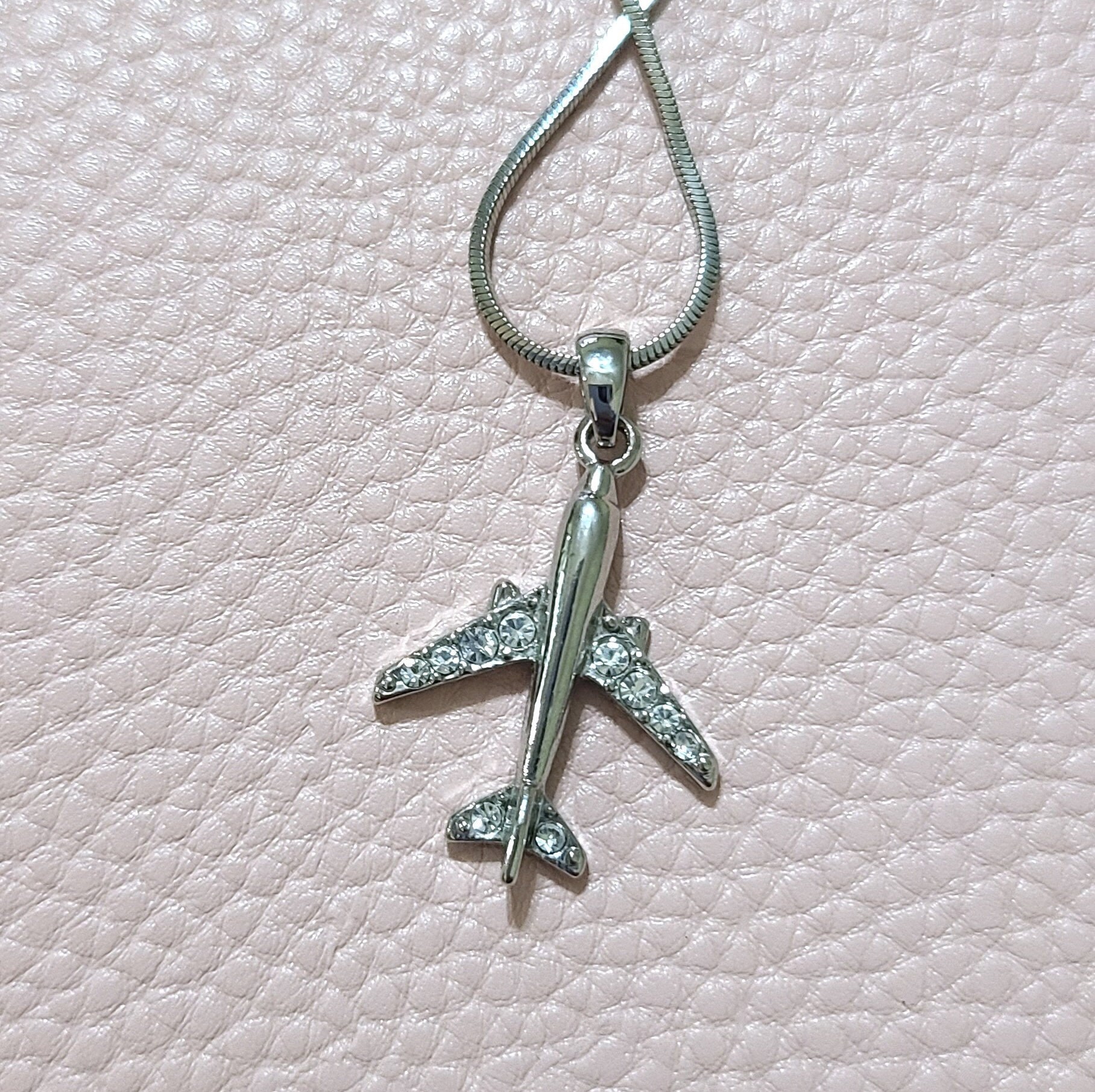 Airplane Necklace/flight Attendant Necklace/diamond Looking Rhinestone ...
