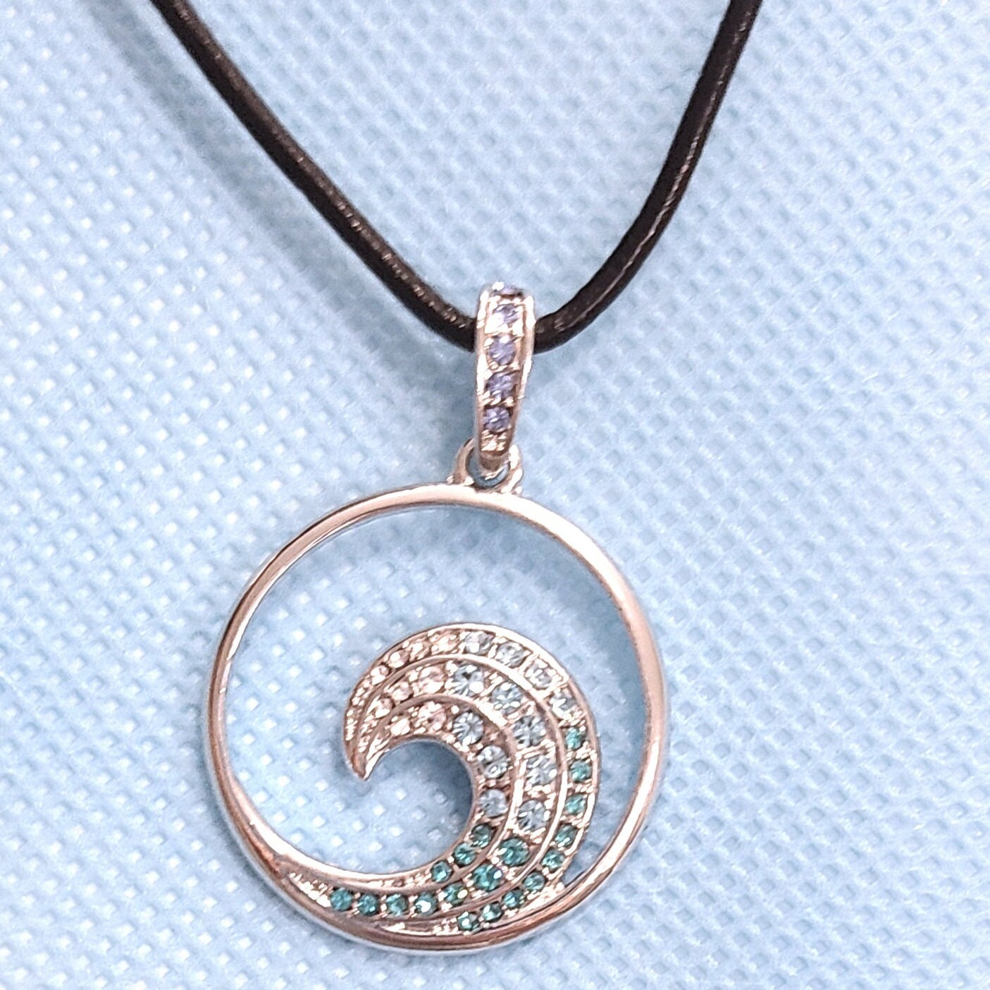 Sparkly Wave Necklace/cute Blue Ocean Pendant/sea Wave Charm Pendant ...
