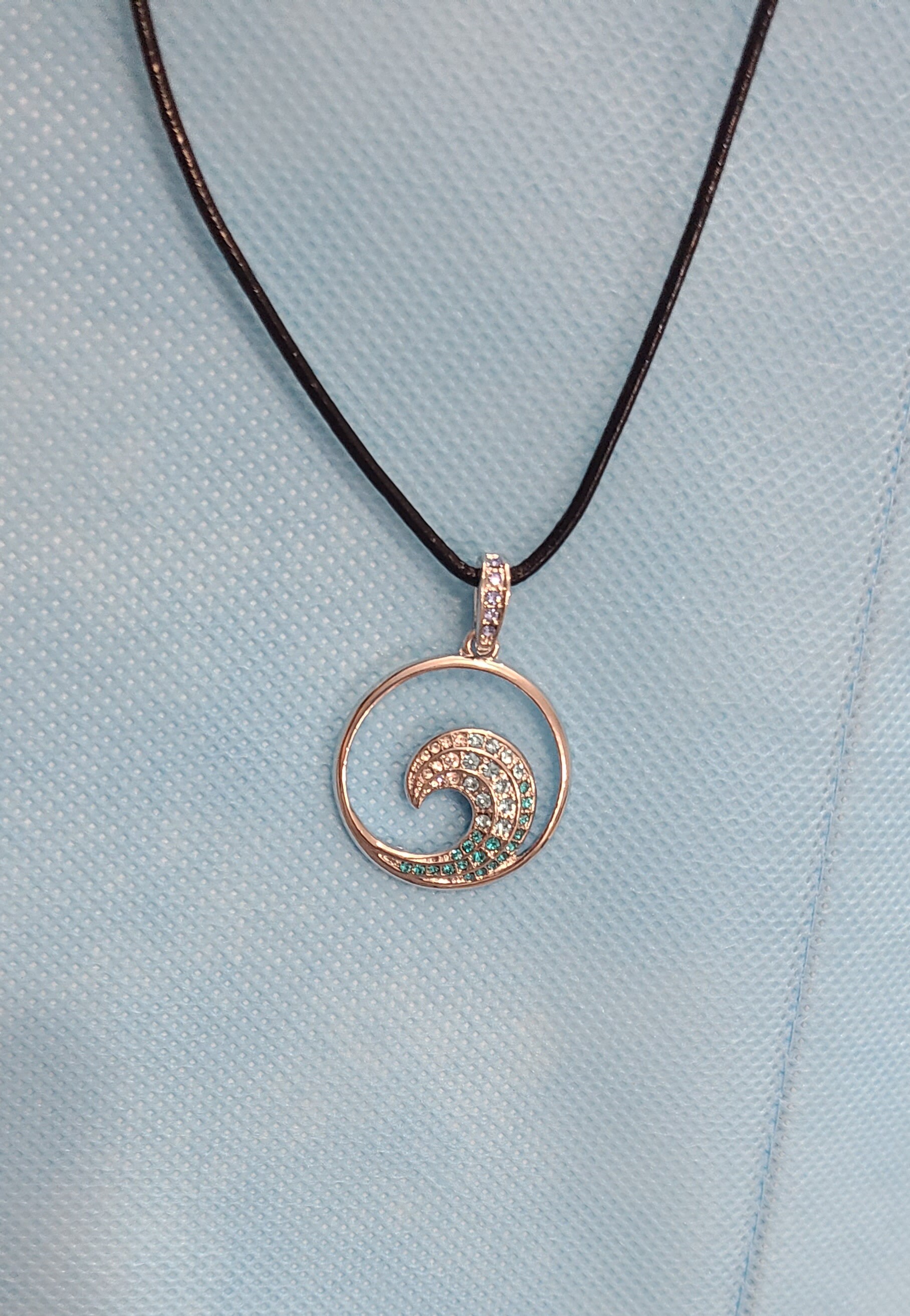 Sparkly Wave Necklace/cute Blue Ocean Pendant/sea Wave Charm Pendant ...