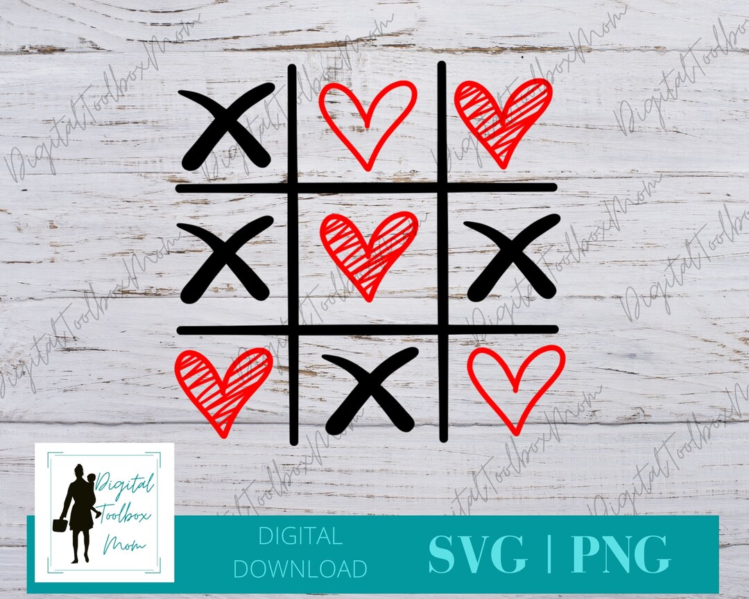 Heart Tic Tac Toe Svg, Cute Valentines Day SVG, Valentines Day Svg ...