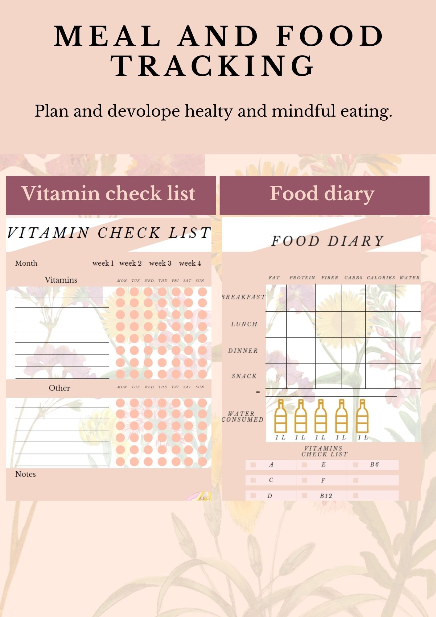 Fitness Planner Printable, Nutrition, Health Planner, Fitness Planner ...