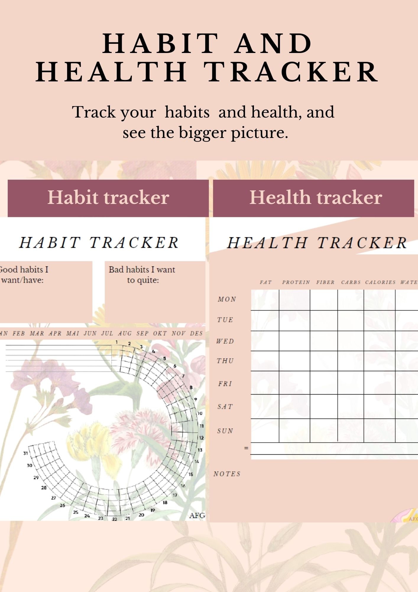 Fitness Planner Printable, Nutrition, Health Planner, Fitness Planner ...