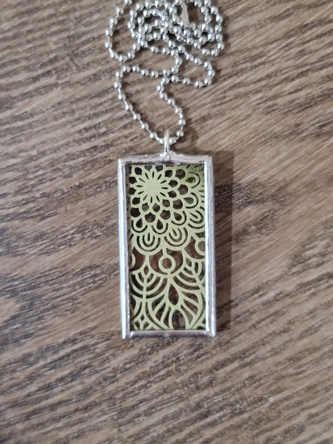 Handmade Paper Lace Pendant Necklace, Romantic Jewelry, Soldered Glass ...