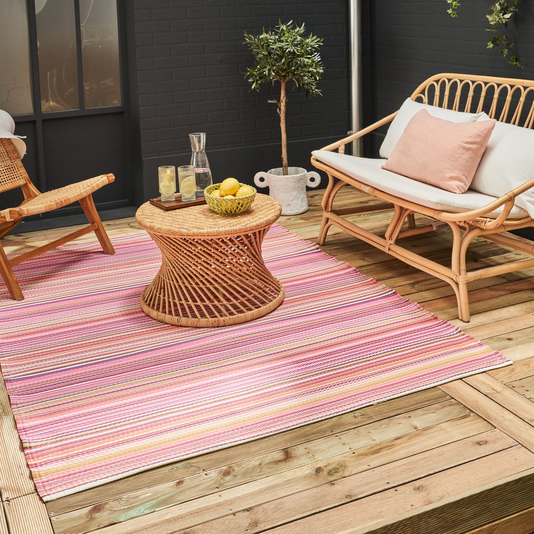 PINK OUTDOOR RUG Reversible Waterproof Plastic Outdoor Rugs for Garden ...