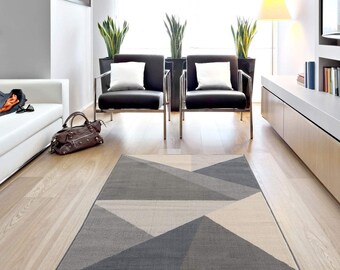 Large Living Room Dark Grey Rug Trellis Design - Etsy UK