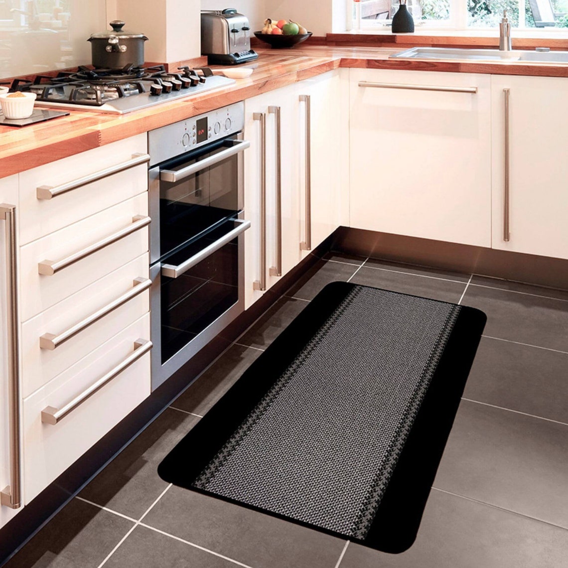 INDOOR DOOR Mat & Rug Black Home Kitchen Mat Bordered Design - Etsy UK