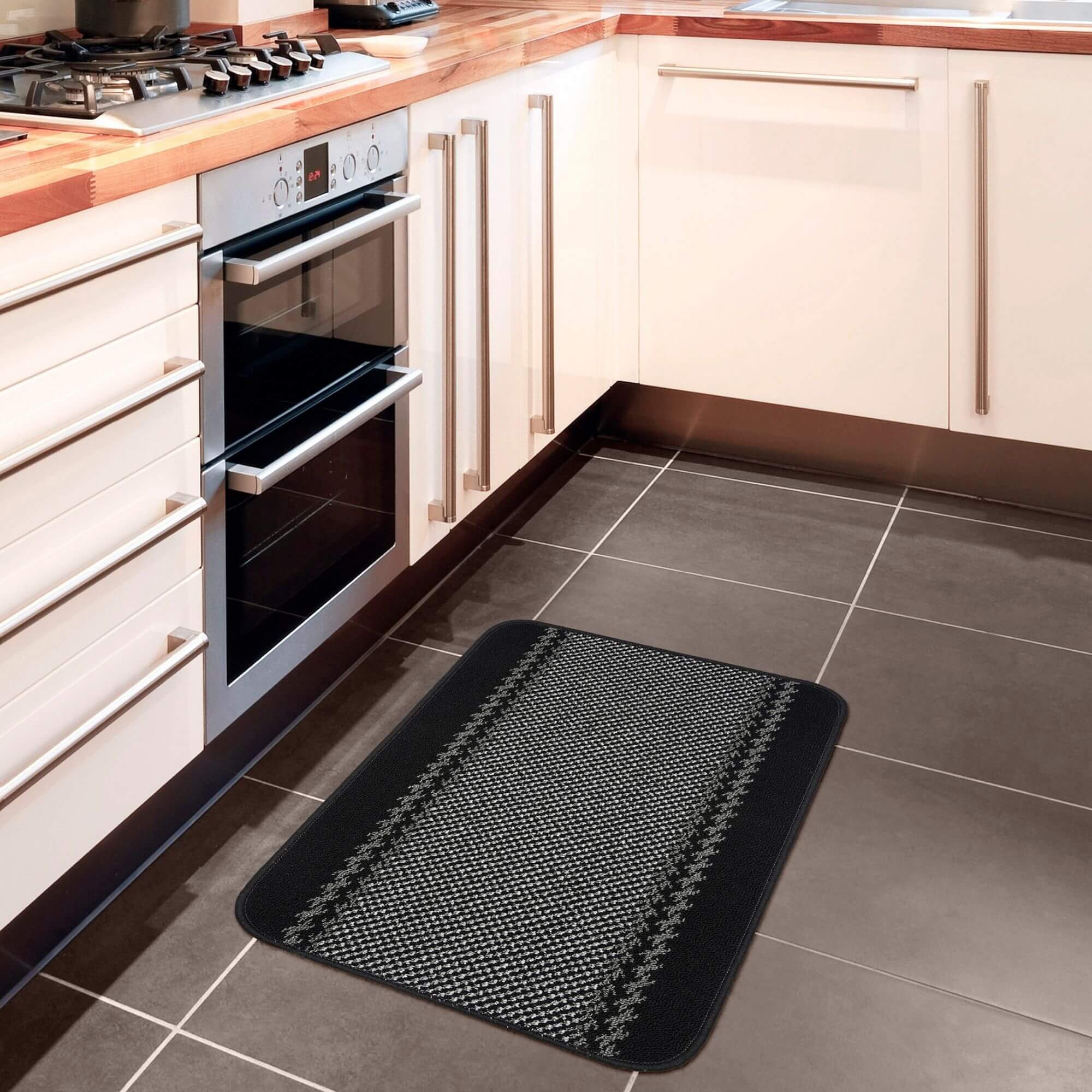 INDOOR DOOR Mat & Rug Black Home Kitchen Mat Bordered Design - Etsy UK