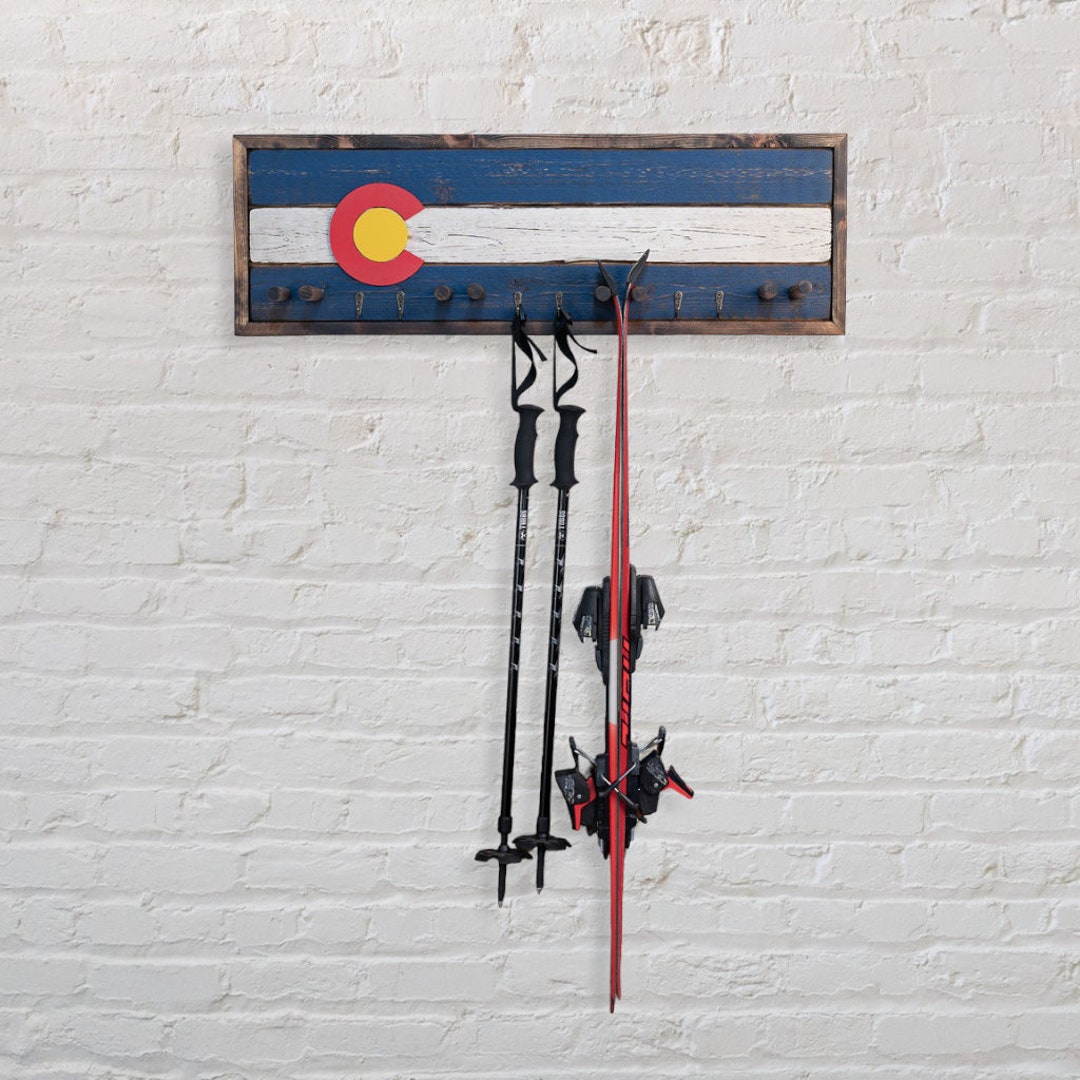 Colorado Ski Rack Vertical Ski Rack, Wall Mount, Rustic, Ski and Pole ...