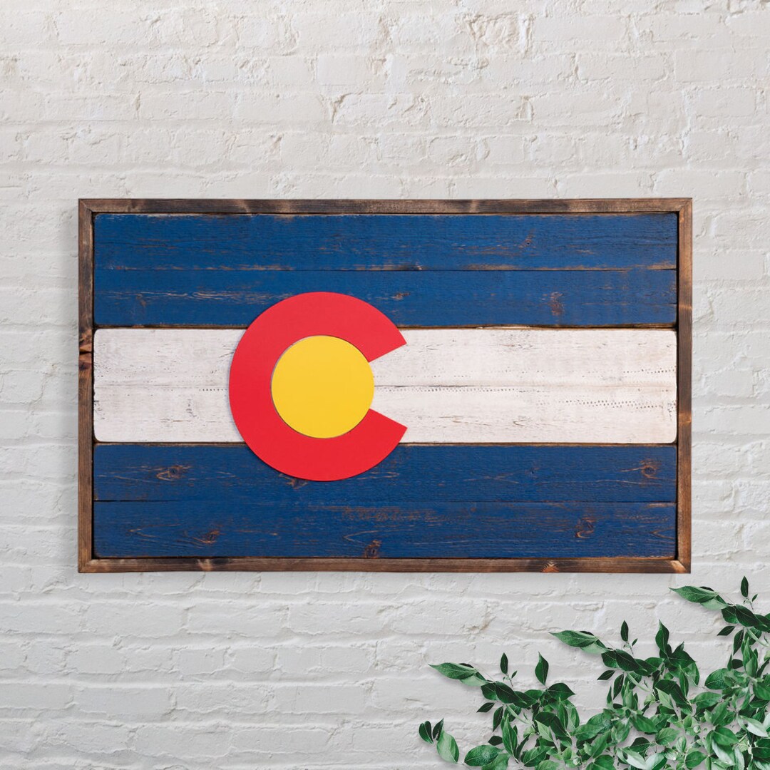 Handcrafted Colorado Wood Flag: Rustic Wall Art (37.5” X 22.5”) - Etsy