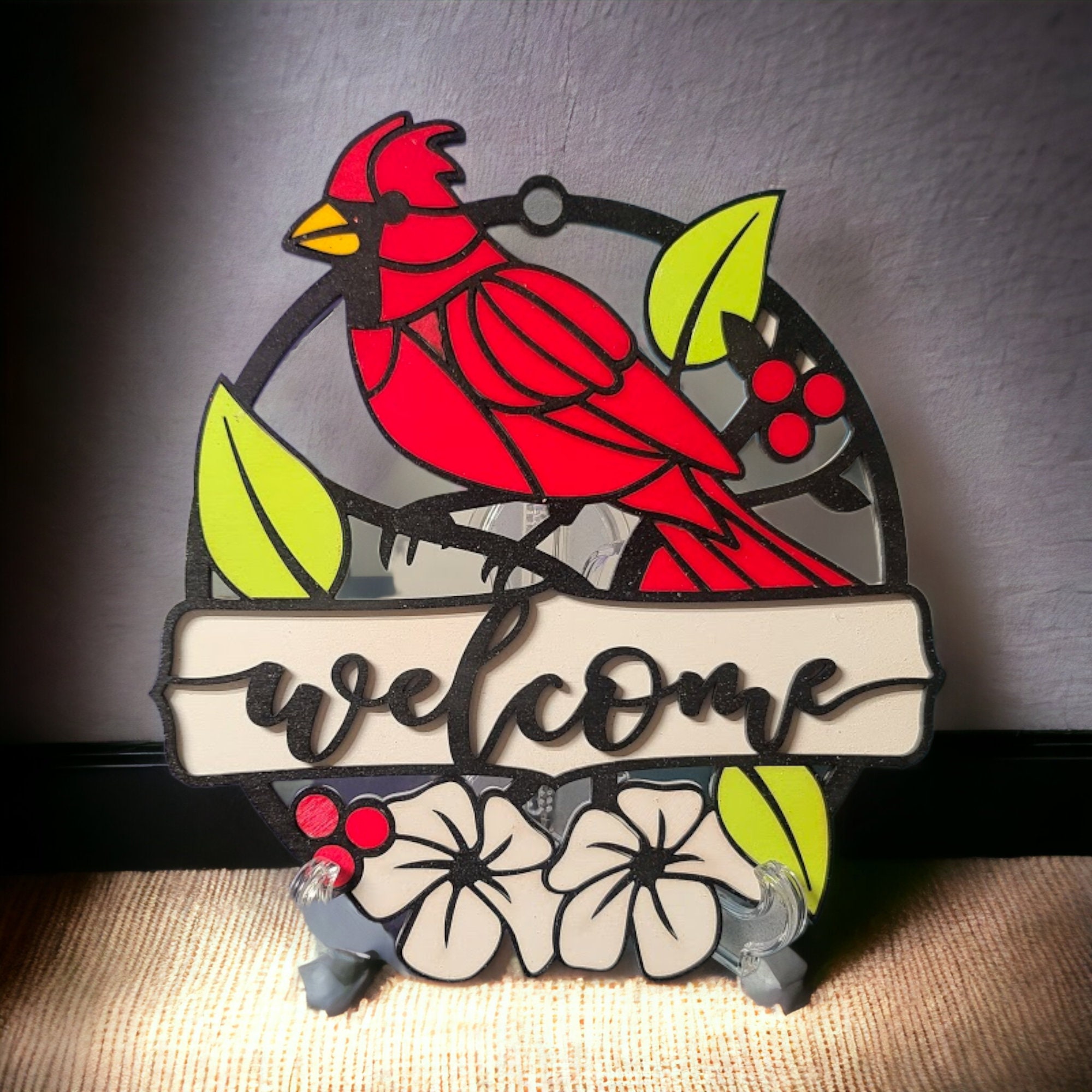 Cardinal Welcome Sign/ Hand Painted/ Double Layered/farm - Etsy