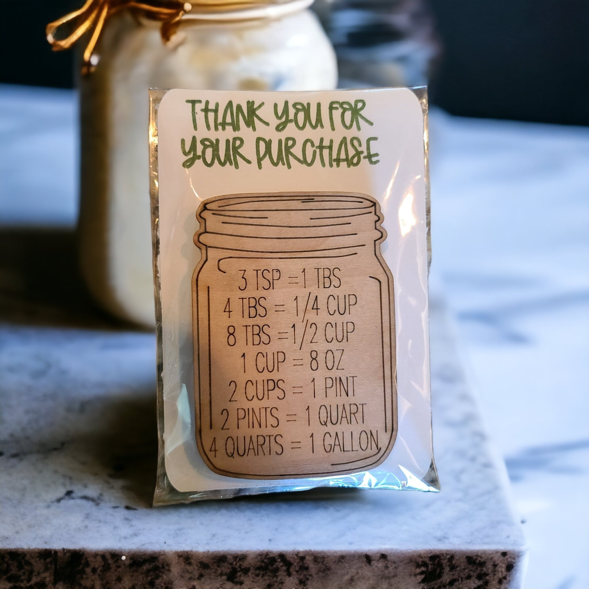 Wooden Kitchen Measurement Conversion Magnet/ Mason Jar/ Cups Ounces ...