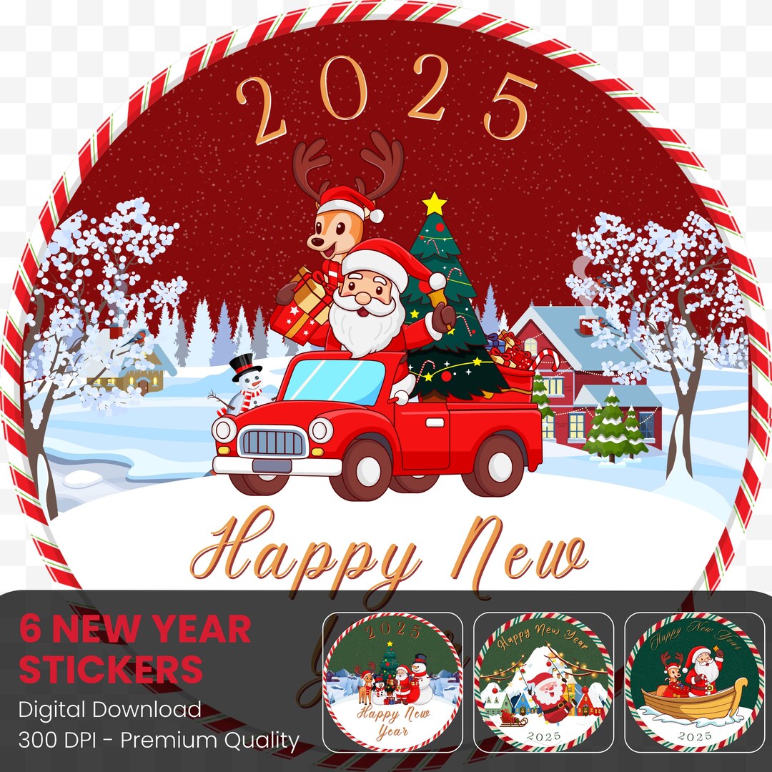 6 New Year 2025 Stickers, Digital New Year Stickers Stickers Digital ...