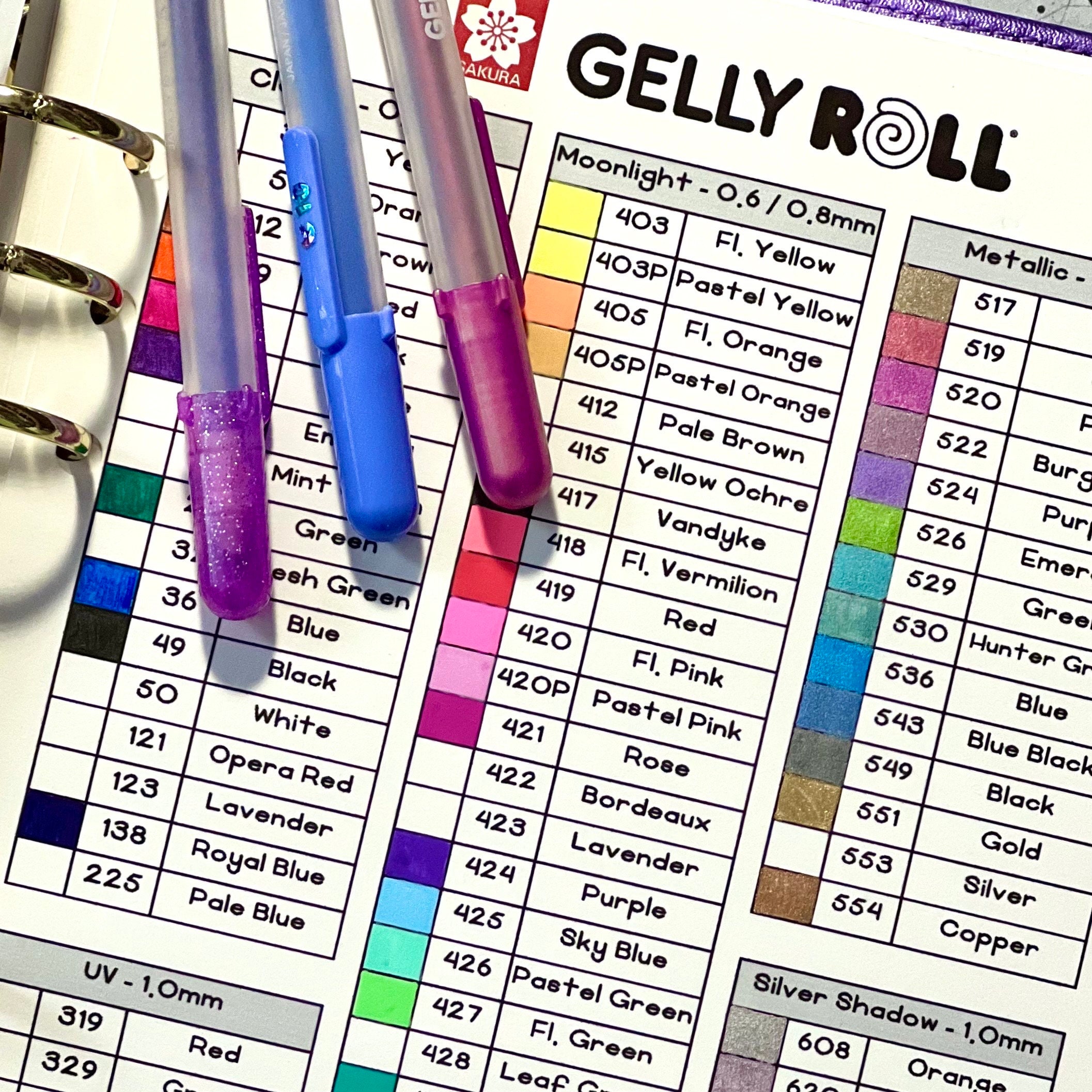 Sakura Gelly Roll Color Swatch Sheet Template | Instant Download | A4 ...